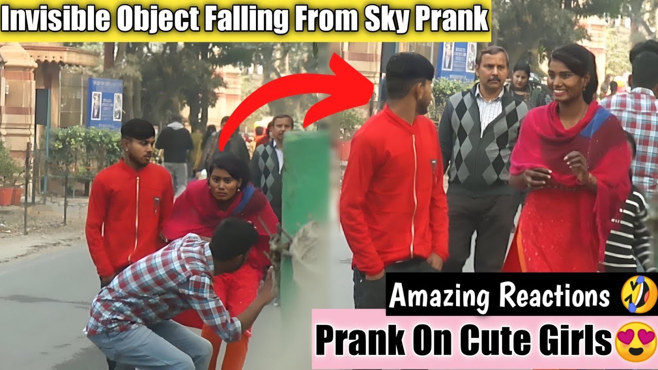 Invisible Object Falling From Sky Prank On Cute Girls | Slapping Prank ...