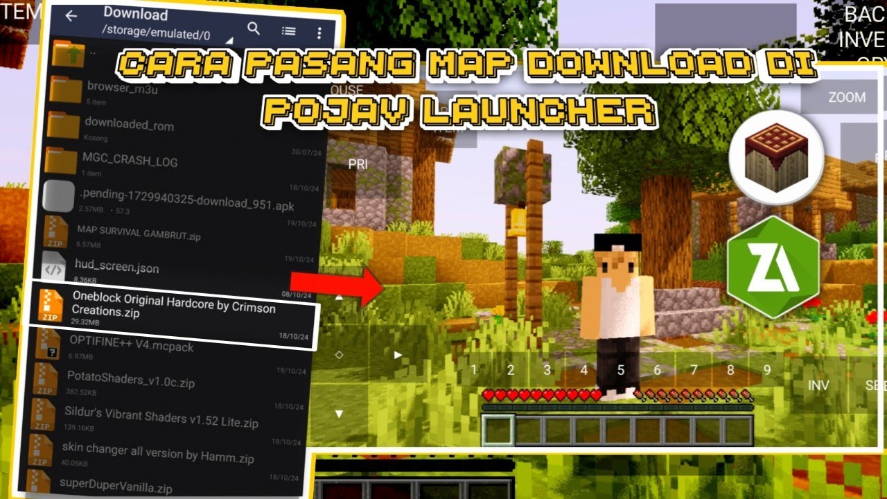 CARA PASANG MAP DOWNLOAD DI POJAV LAUNCHER || MINECRAFT JAVA EDITION ...