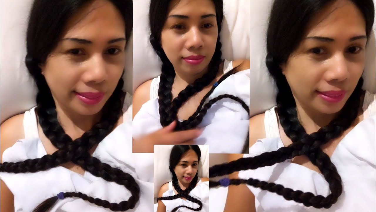Braiding My Long Hair Overnight | Long Hair Filipina #longhair - YouTube