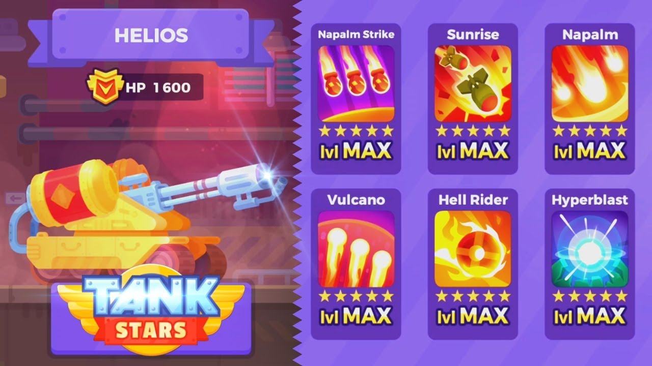 【Bowmasters Tank Stars】HELIOS Tank Max Level and Skills Gameplay Part 5 ...