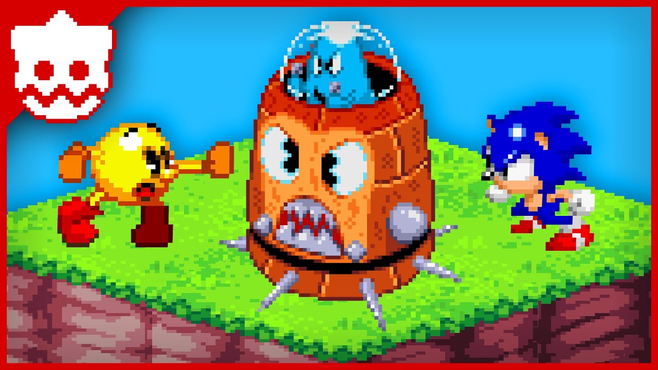 Sonic and Pacman vs Ghosts in Pixel isometric world (Spritars ...