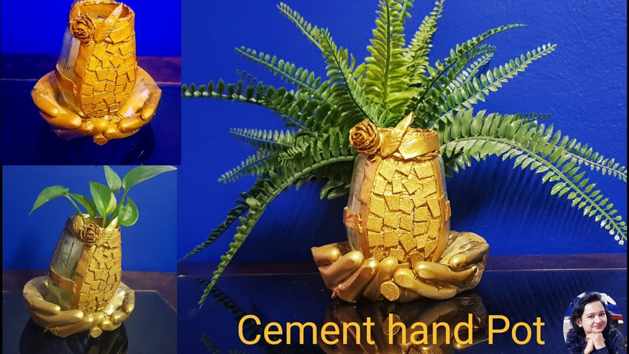 Cement hand pot easy/Amazing diy cement hand shaped flowerpot with ...