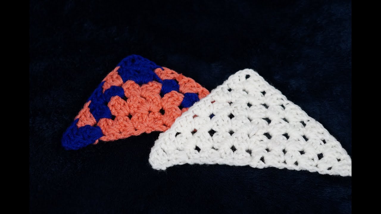 Granny triangle Half granny square crochet pattern 2 ways - YouTube