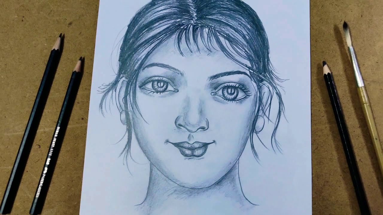 Drawing a girl portrait shadow picture step-by-step - YouTube