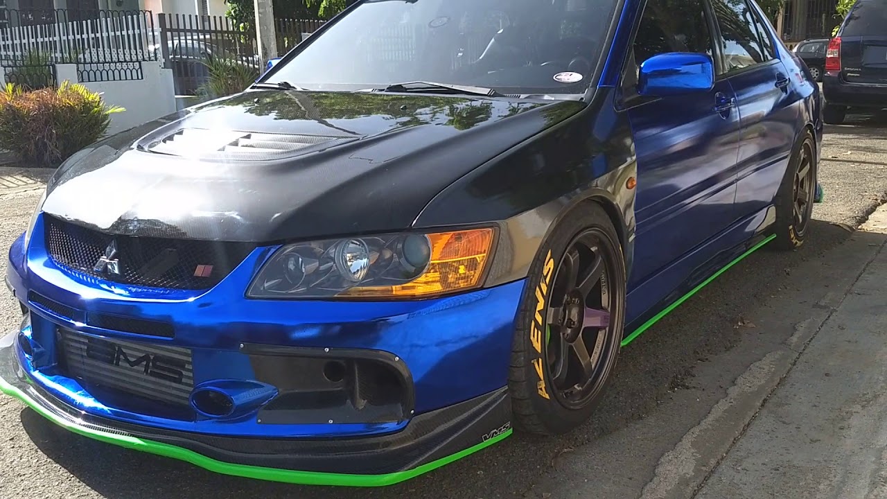 Evo 9 Blue Chrome Wrapping - YouTube