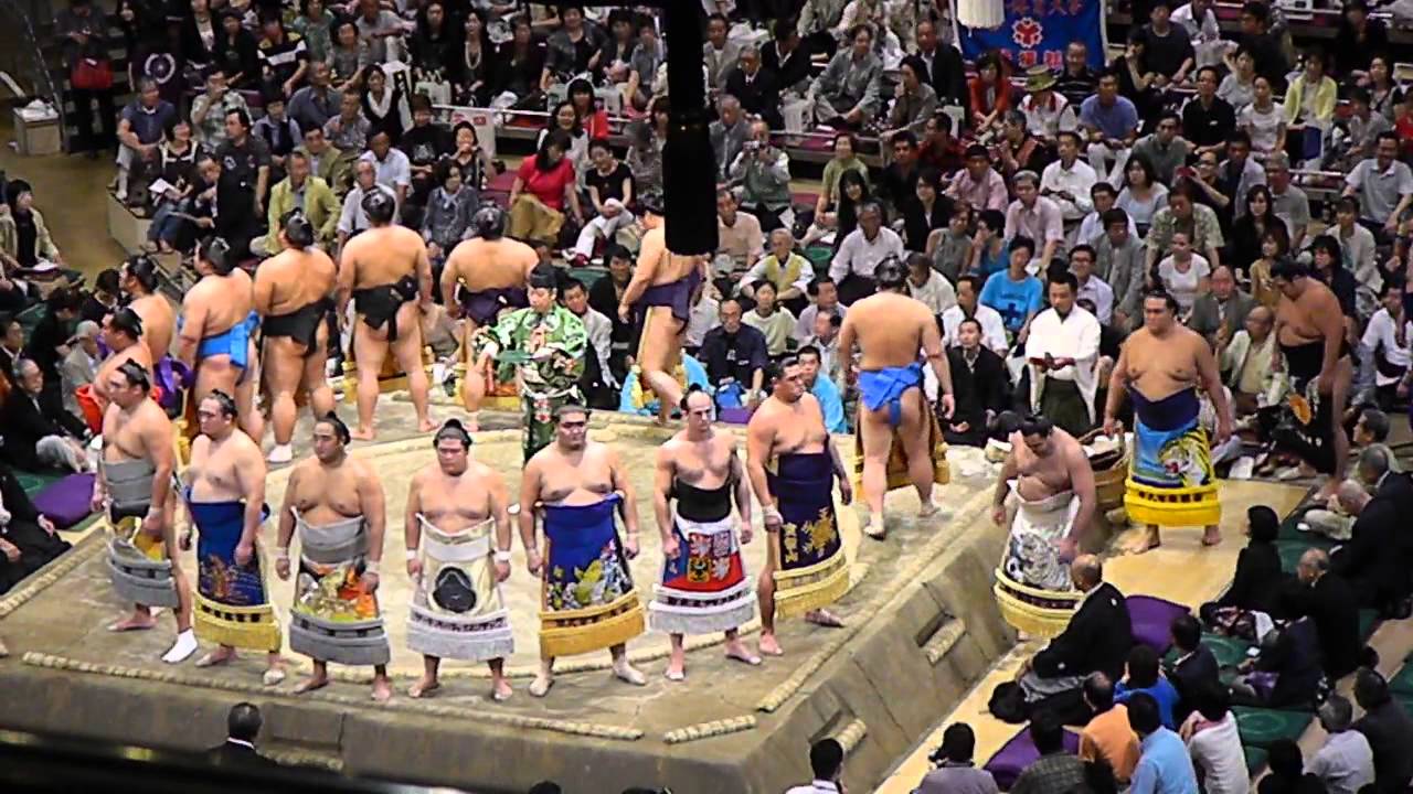 Sumo Wrestling! Ceremony to start the matches. Tokyo, Japan - YouTube