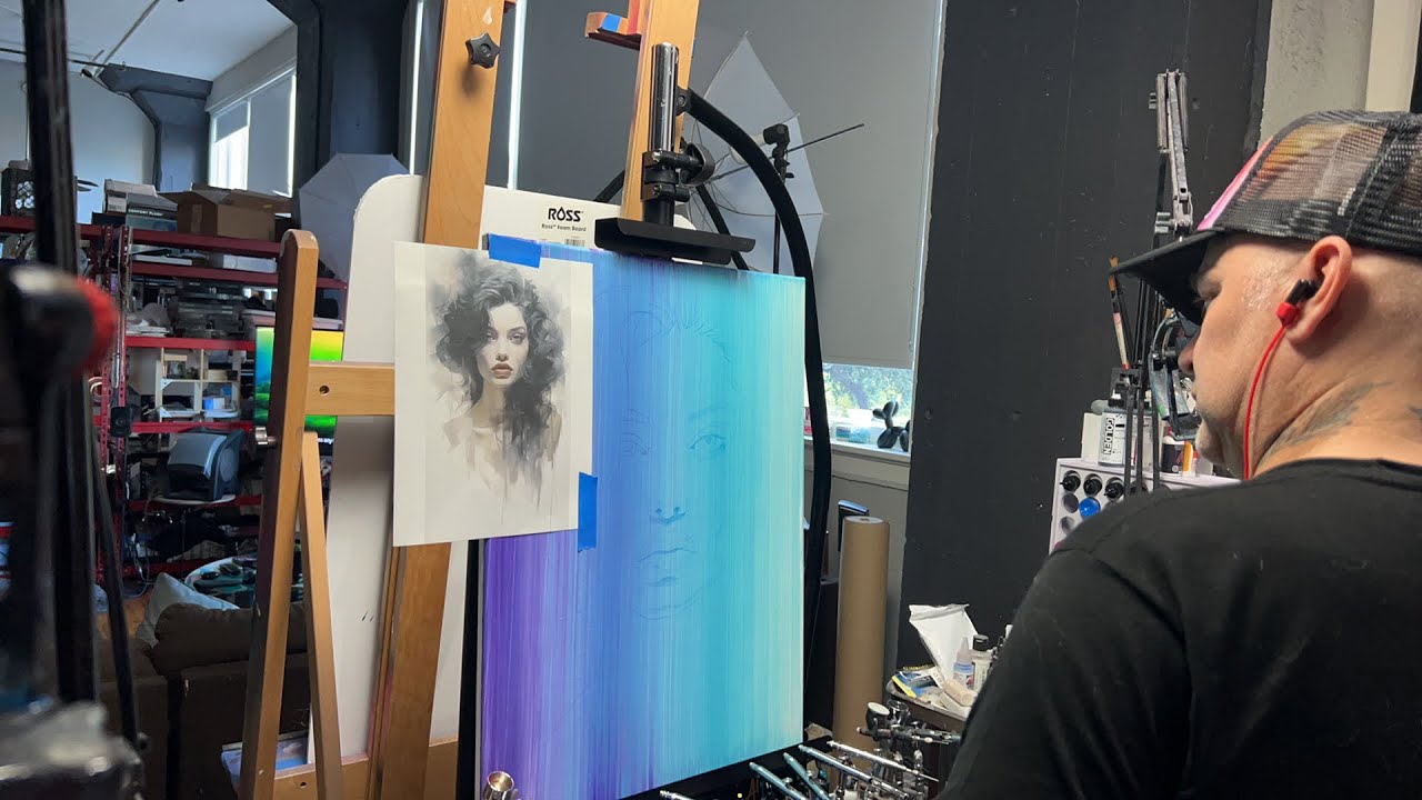 Happy Birthday Jeff!! Purple and Teal Airbrush Painting Live - YouTube