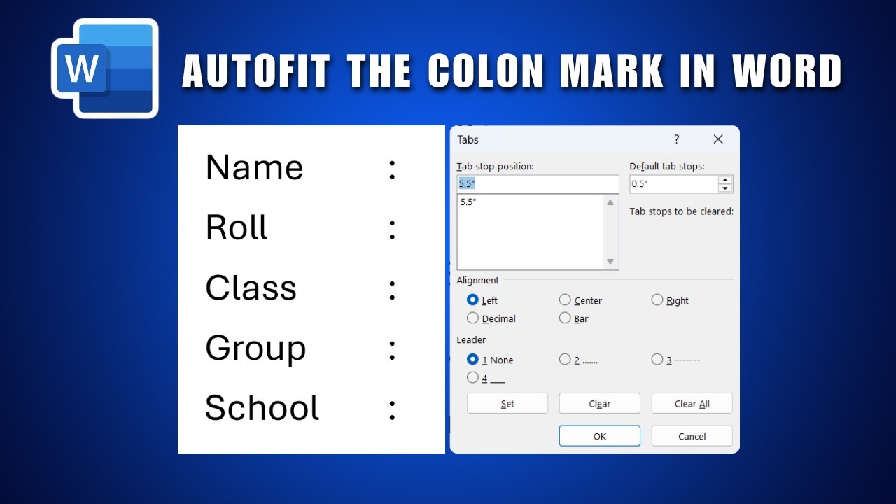 How to Autofit Colon Mark in Word 2026 - Colon Alignment in Word - YouTube