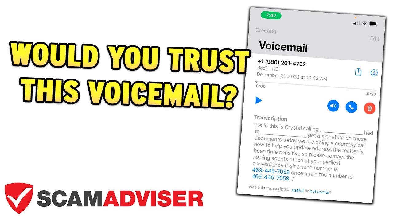 Voicemail From EMI Asking You To Call 469-445-7058 Regarding Document ...
