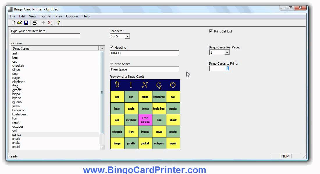 Bingo Card Creator - Create bingo cars for education, ESL and teaching ...