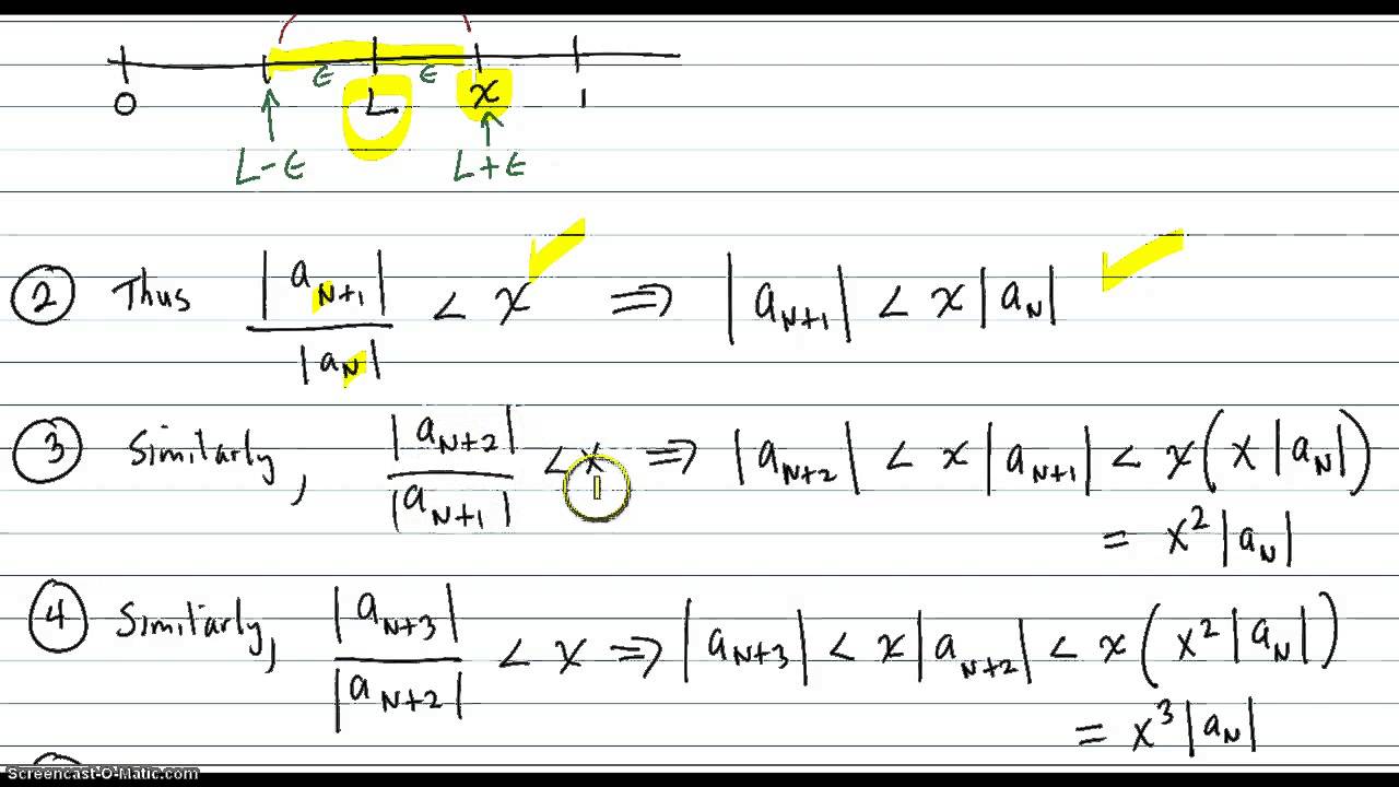 Proof of ratio test case 1: L less than 1 - YouTube