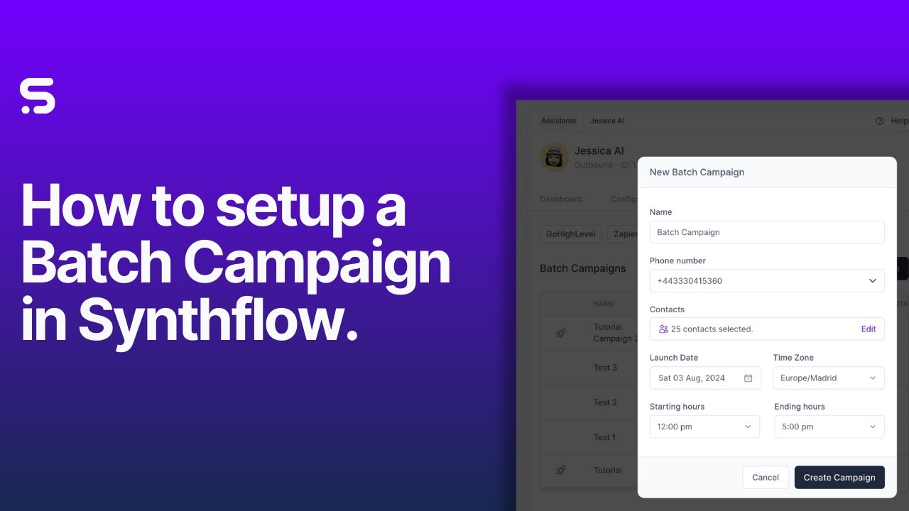 How to Create a Batch Calling Campaign | Synthflow Academy - YouTube