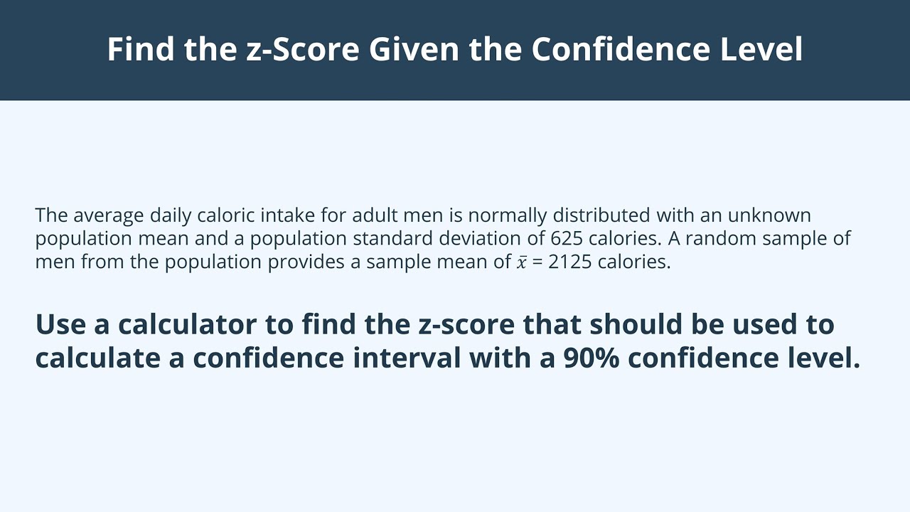Find The Z Score Given The Confidence Level YouTube