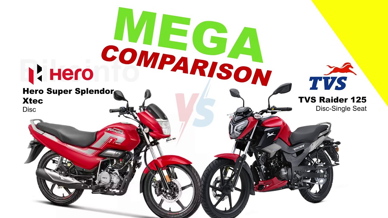 Hero Super Splendor Xtec vs TVS Raider 125 | MEGA COMPARISON @bikeinfo ...