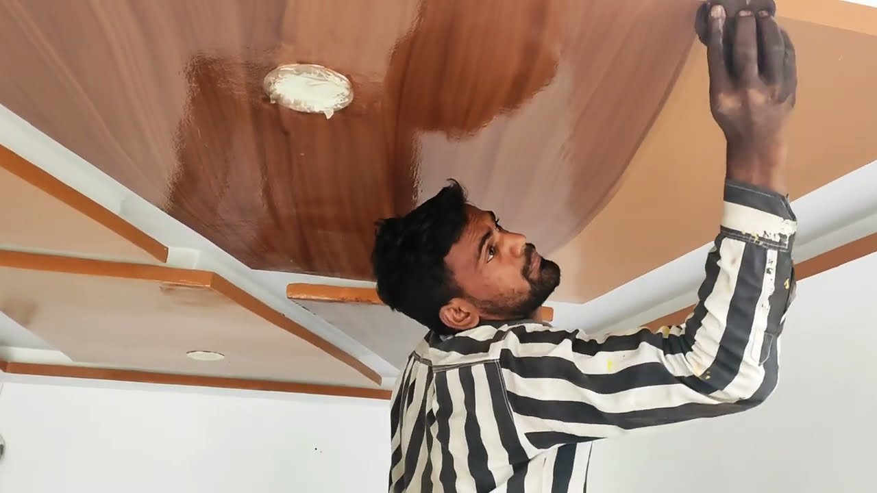 How to Down Ceiling √ Polish Grain | Enamel Paint Hand Wood Polish POP ...