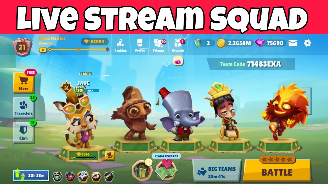 Zooba Live Squad 20 Maxed Jade Shelly Frank Paco Edna Lbc Crate Unlock ...
