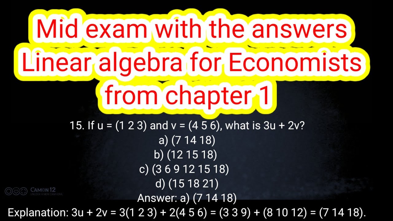 Linear algebra for economists chapter 1 mid exam with the answers and ...