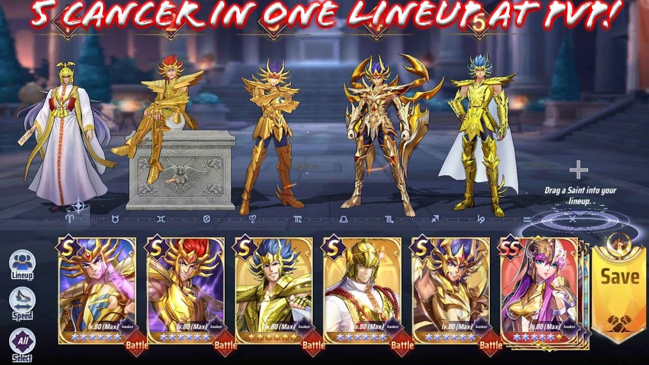 Saint Seiya: Awakening (KOTZ) - 5 Cancer in One Lineup at PvP! - YouTube