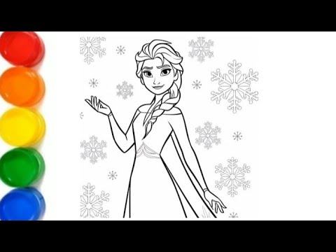 Drawing and coloring Elsa frozen for kids and toddlers - YouTube