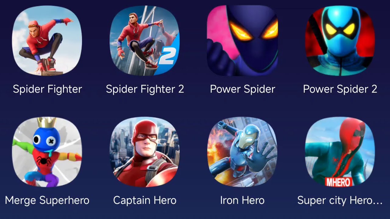Spider Fighter, Spider Fighter 2, Power Spider, Spider Spider 2, Merge ...