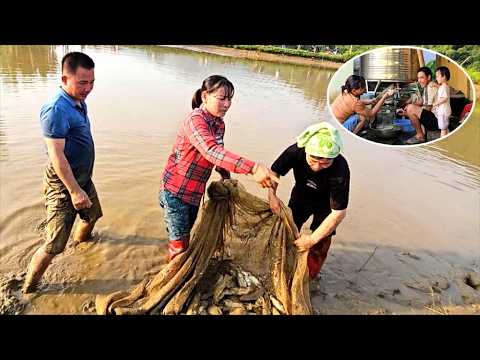 Thu had a very interesting experience helping engineer Chu harvest the fish.