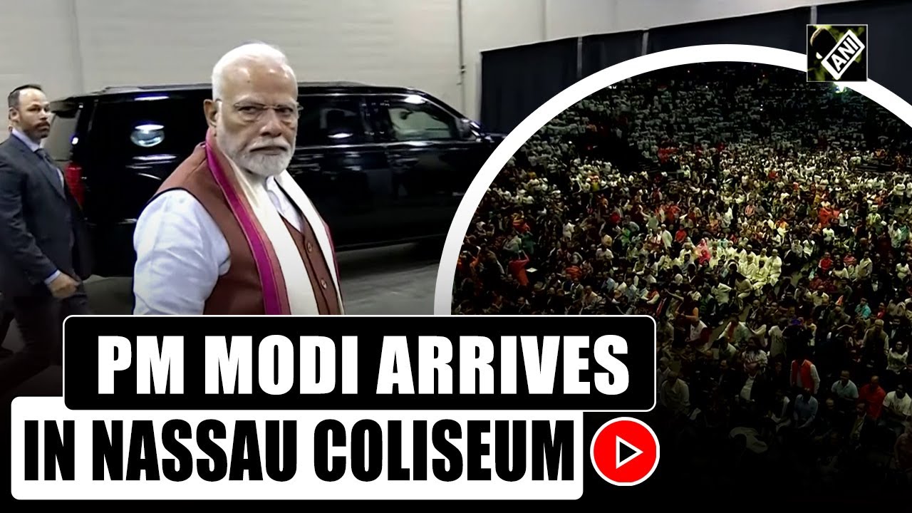 PM Modi arrives in Nassau Coliseum in New York, Long Island to address ...