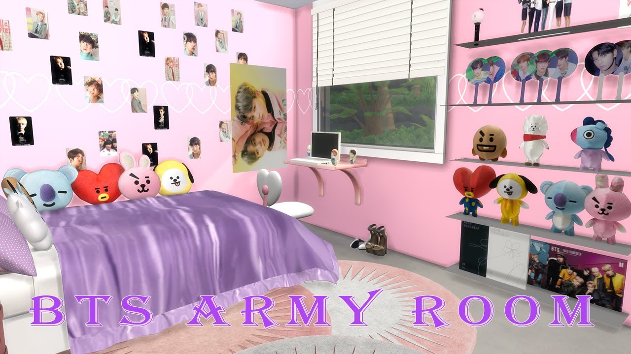 BTS Army Bedroom - CC Folder / Let's Build Sims 4 - YouTube
