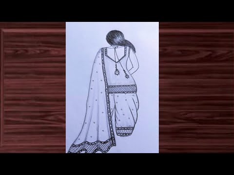 How to draw a Girl wearing salwar suit || Pencil sketch for beginner ...