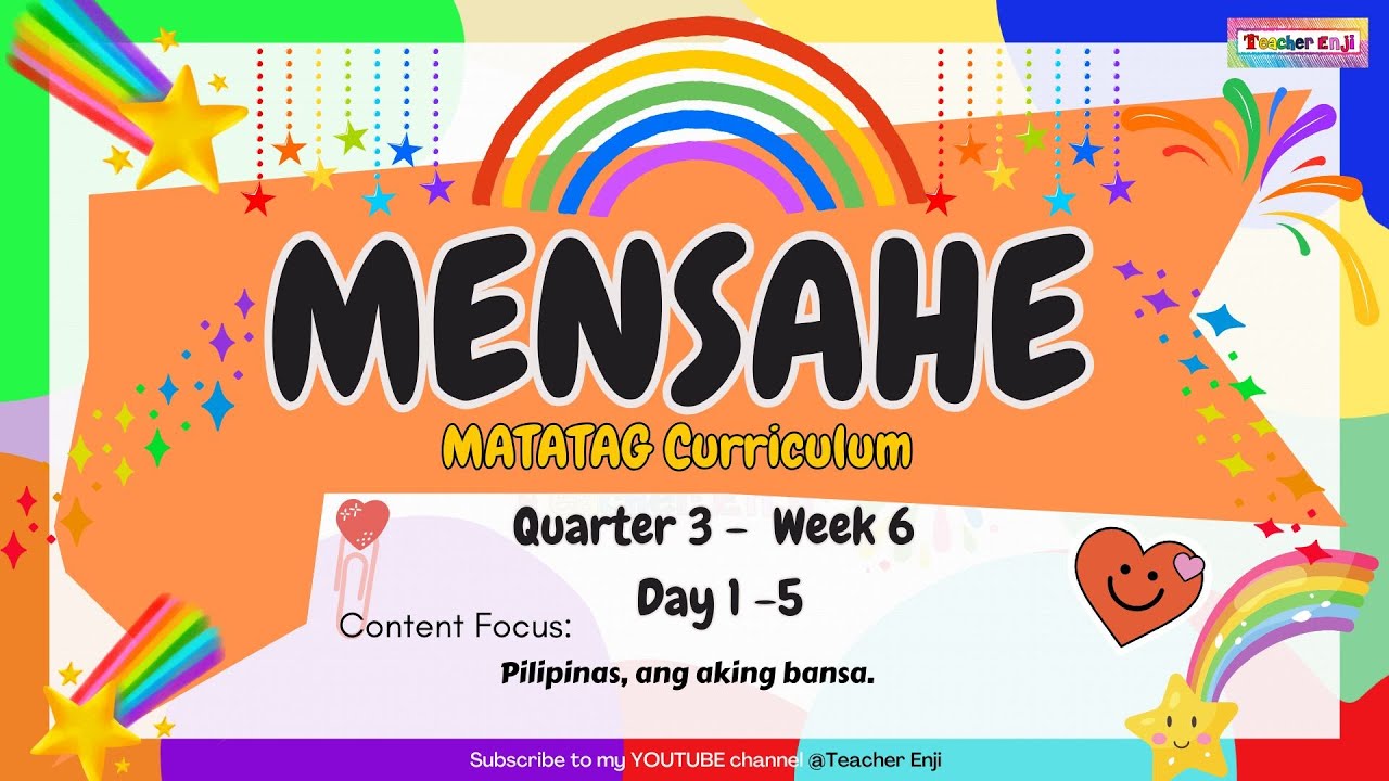 Quarter 3 Week 6 Mensahe "Pilipinas, ang aking bansa." May iba't ibang ...