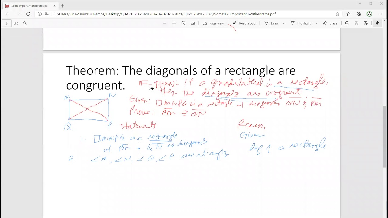 Lesson 8.12b: Proof of a Theorem on Rectangle - YouTube
