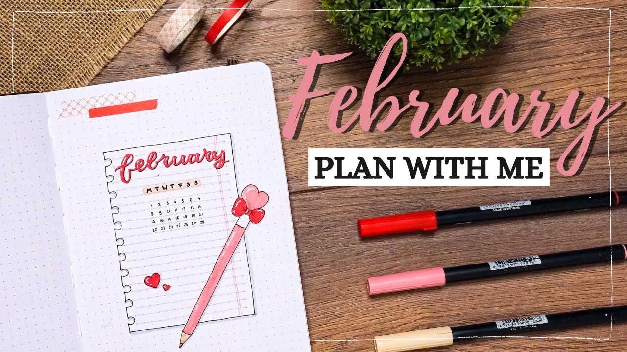 February 2021 | PLAN WITH ME | Bullet Journal Monthly Setup - Valentine ...