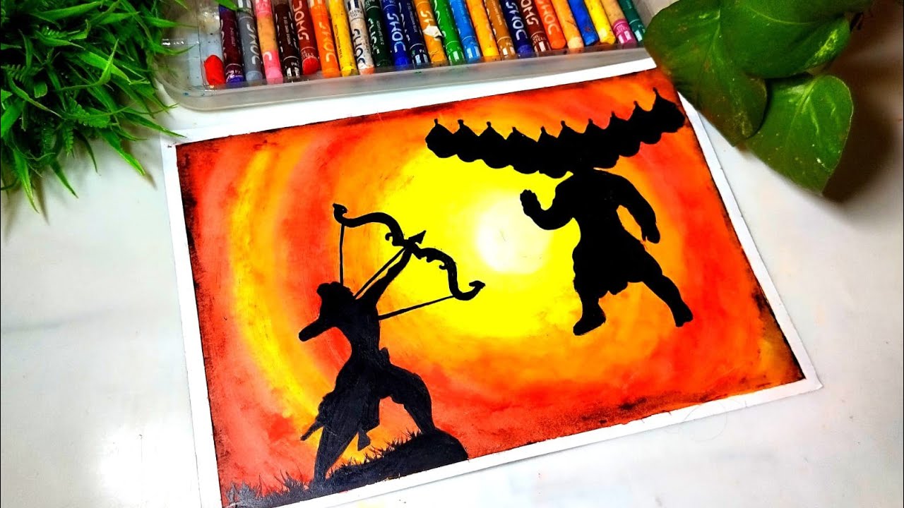 How To Draw Dussehra Drawing /DUSSEHRA drawing / Lord ram / Ravan vadh ...