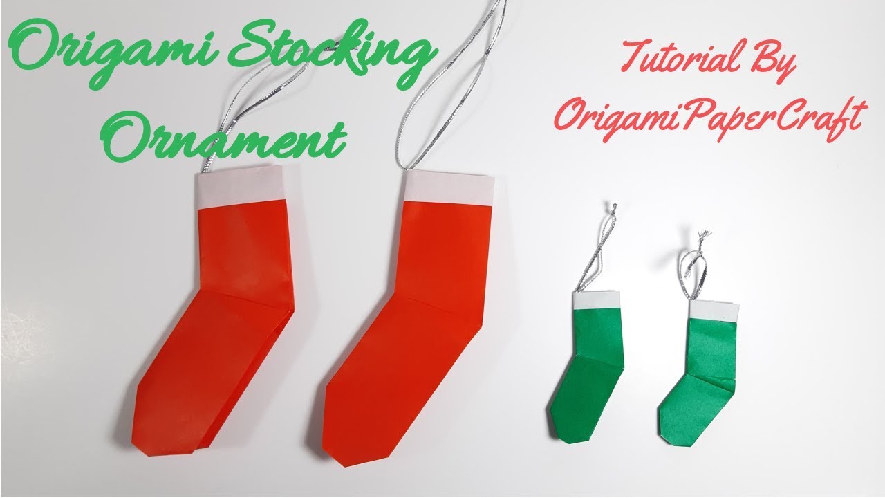 Christmas Stocking Origami- Origami Stocking Ornament - YouTube