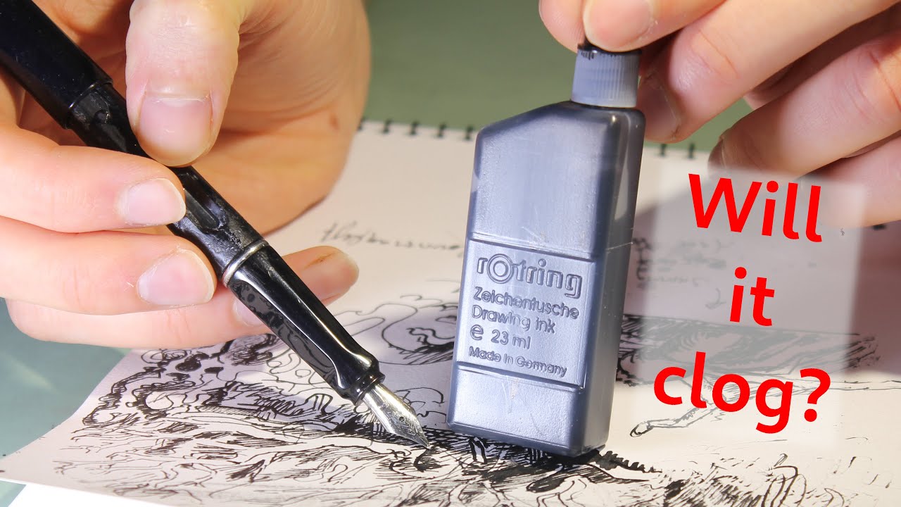 Rotring ink in a fountain pen ( Featuring Sammy the spider ) - YouTube