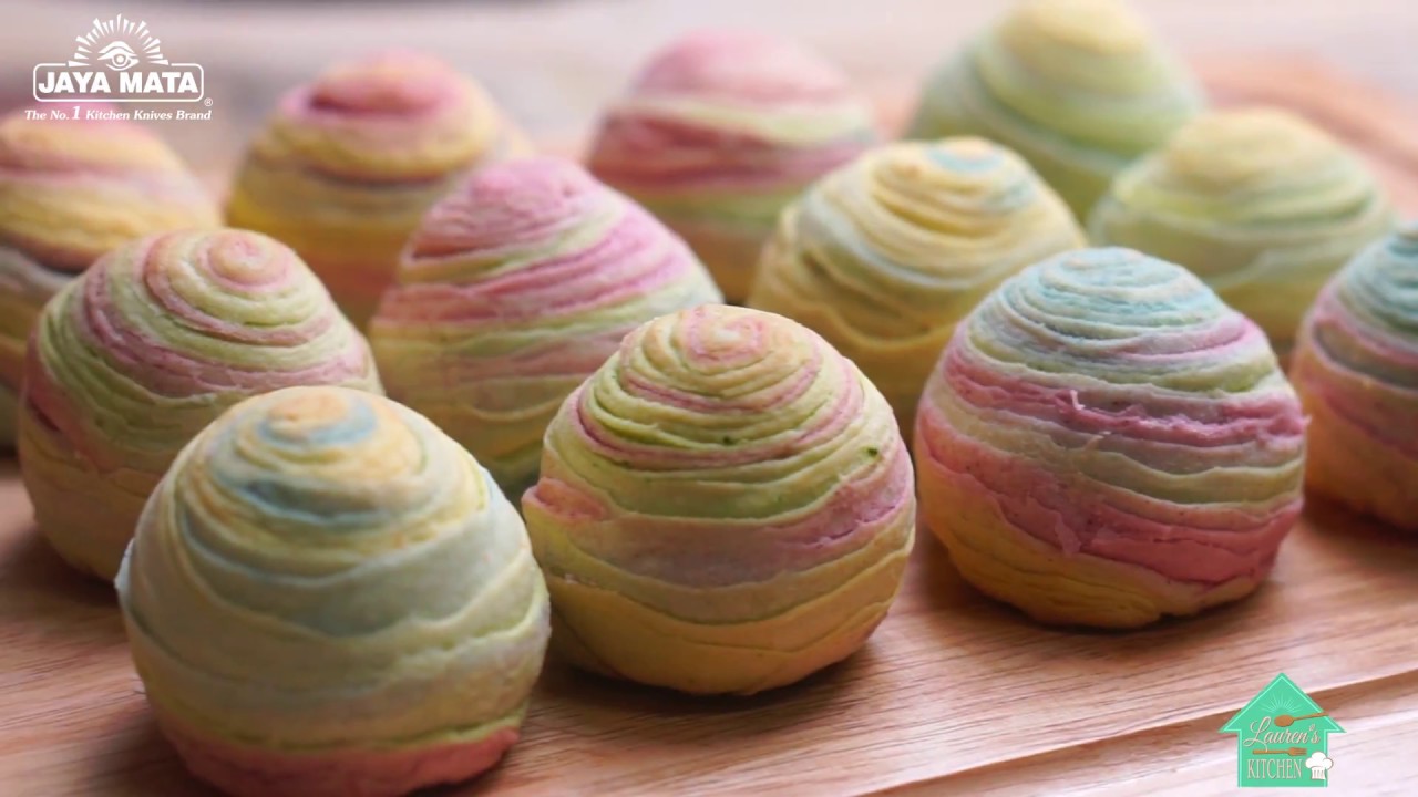 Rainbow Thousand Layer Yam Mooncake - YouTube
