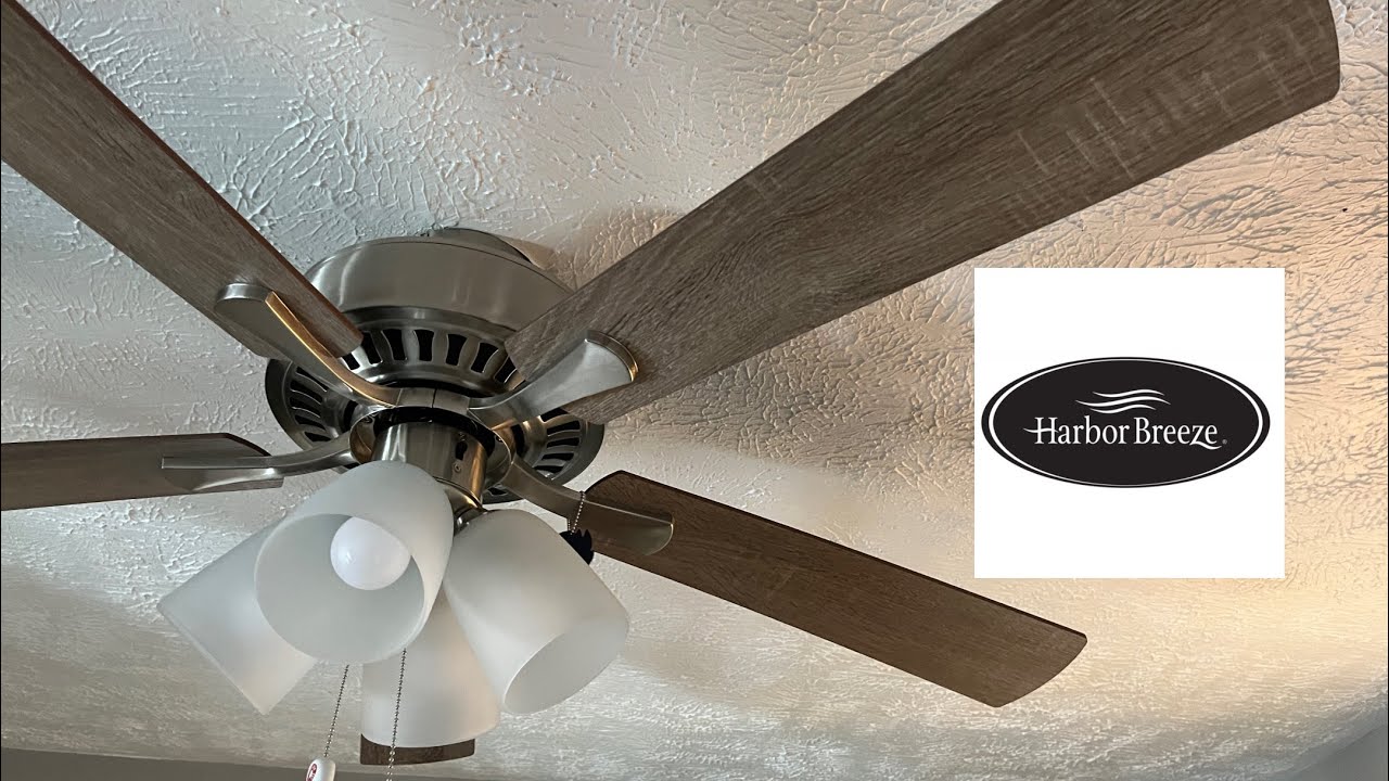 52” Brushed Nickel Harbor Breeze Grace Bay Ceiling Fan - YouTube