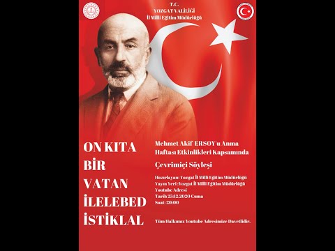 Yozgat Valiliği İl Milli Eğitim Müd. Mehmet Akif Ersoy’u Anma Etkinlikleri Konuşması -25 Aralık 2020