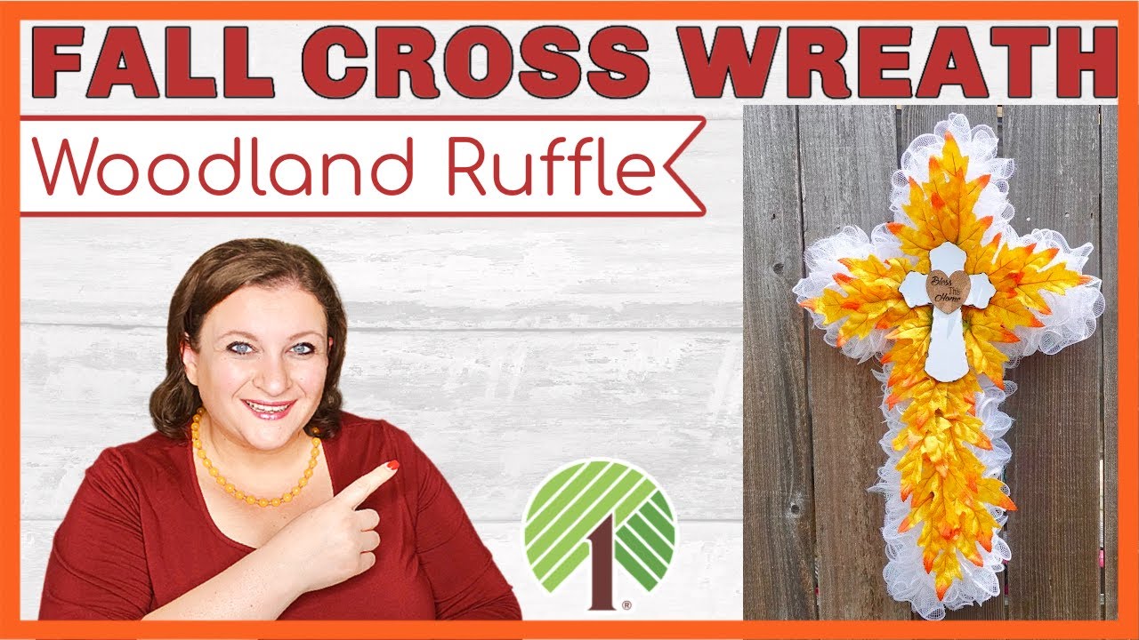 DECO MESH FALL CROSS WREATH | FALL DOLLAR TREE WREATH | HOW TO MAKE ...