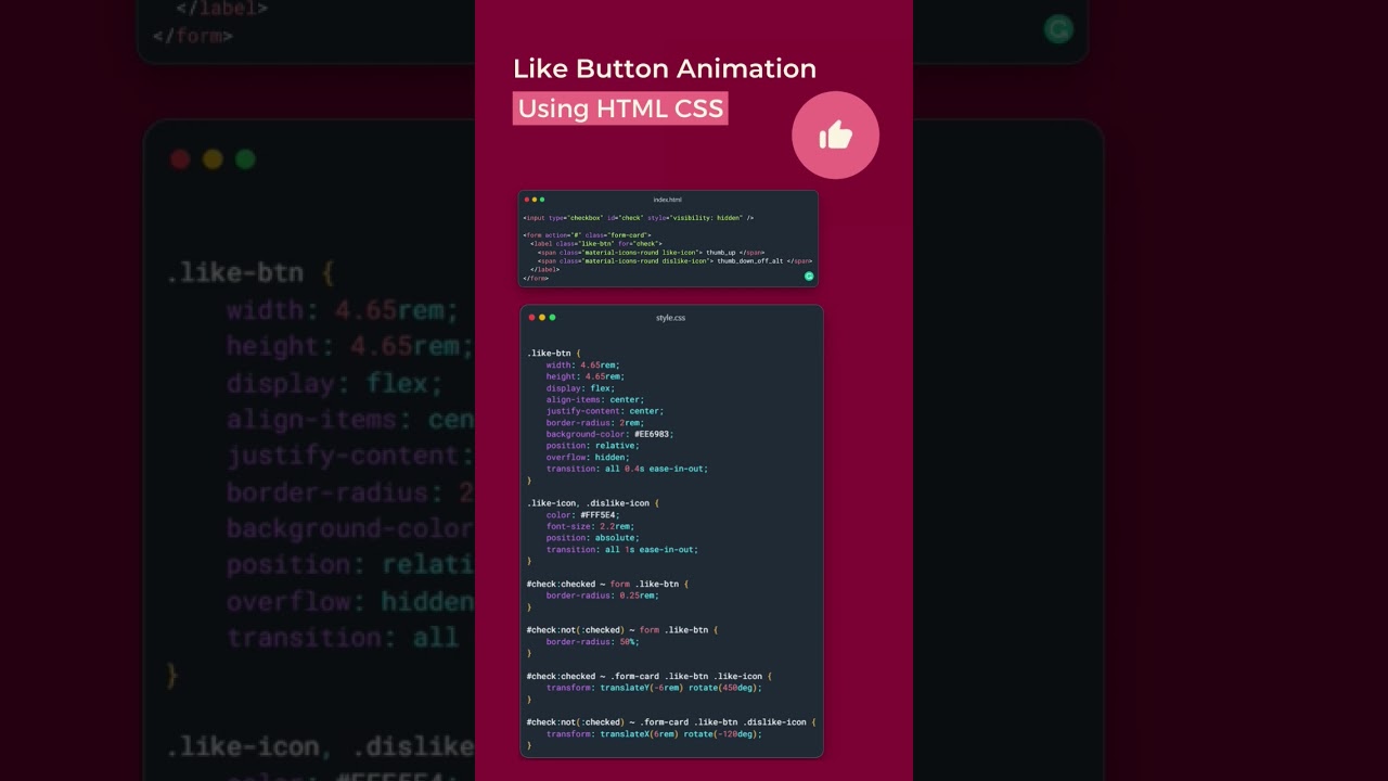 Like Button Animation Using Html And Css Css Animation Youtube 1033