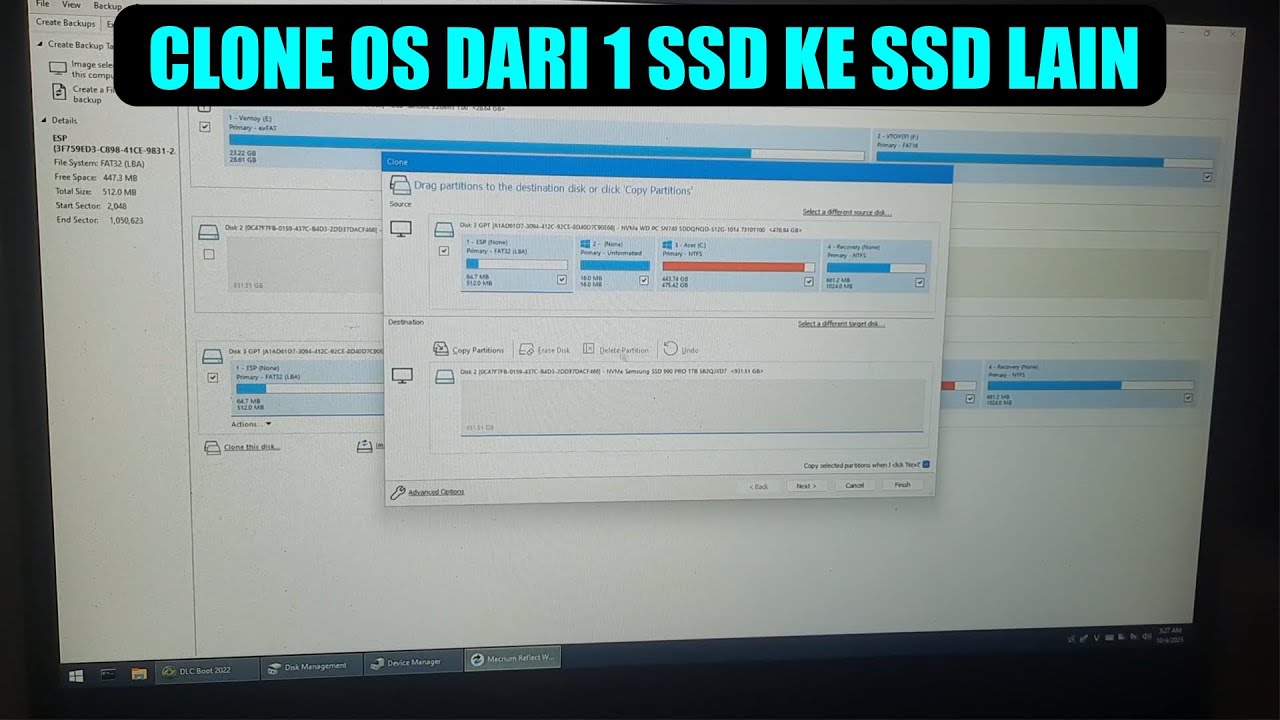 CLONING WINDOWS DARI SSD 1 KE SSD 2 DENGAN DLC BOOT | WINDOWS TUTORIAL ...