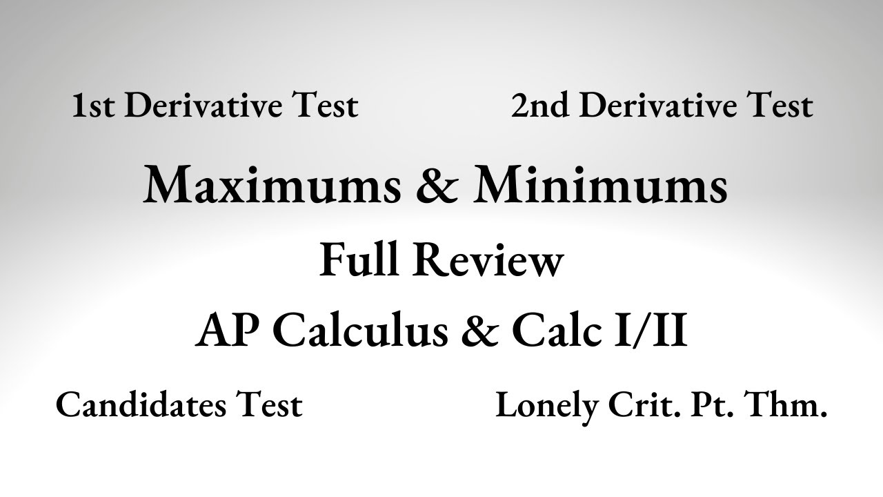 Calculus Review Maximum and Minimum Values of Functions - YouTube