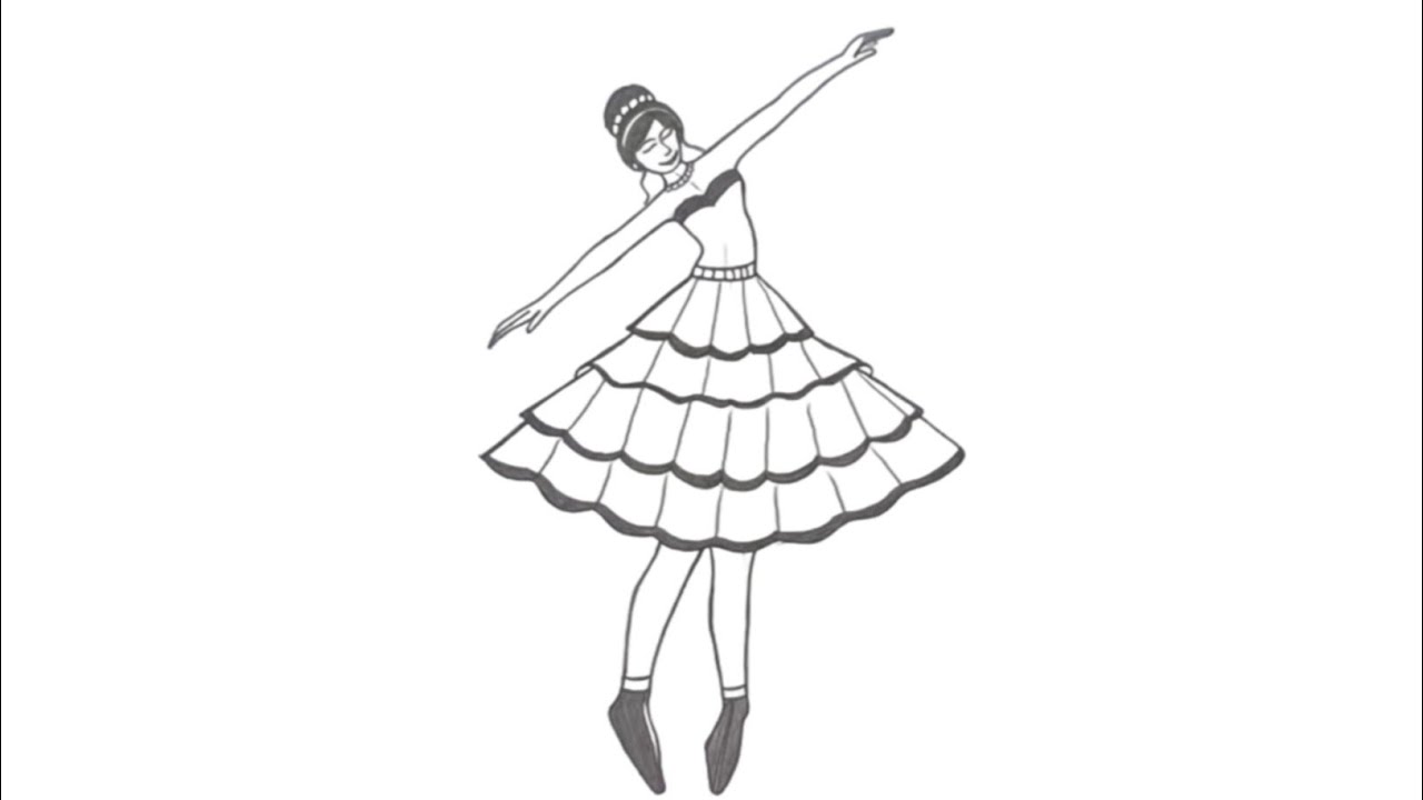 Draw a drawing of a girl dancing round and round - YouTube