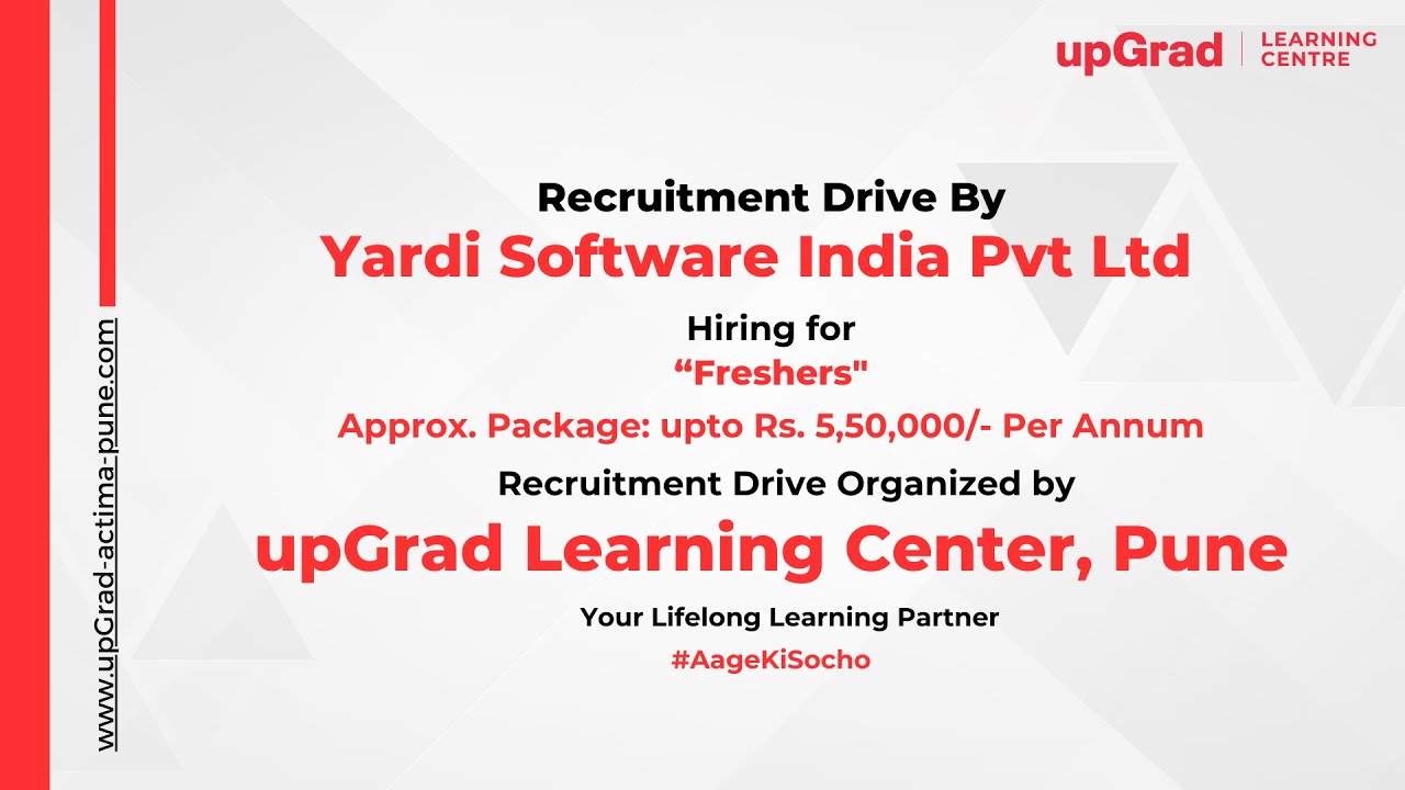 Recruitment Drive by Yardi Software | Organized by upGrad, Pune | Pkg ...