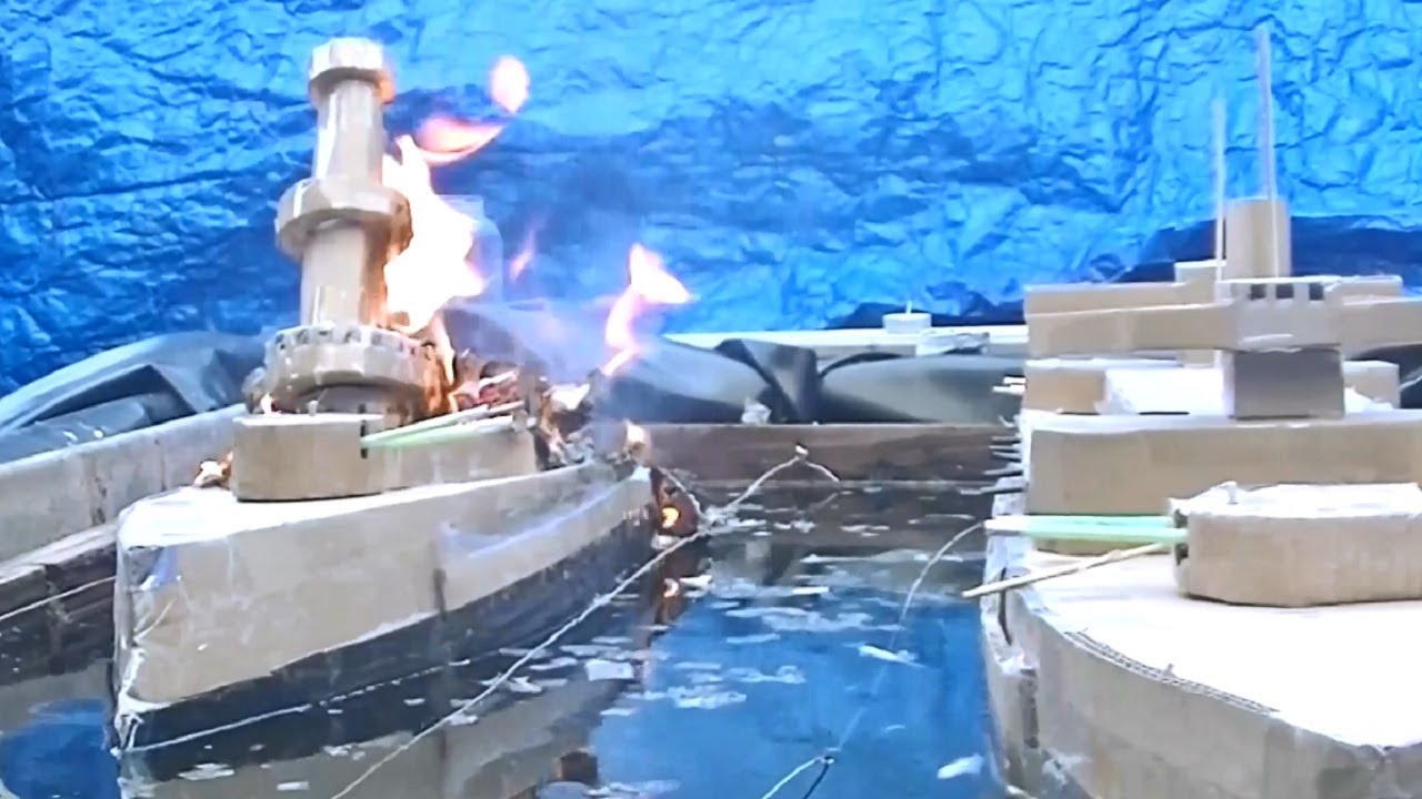 Cardboard Ship On Fire And Sinking: Battleship Oregon Versus Battleship ...