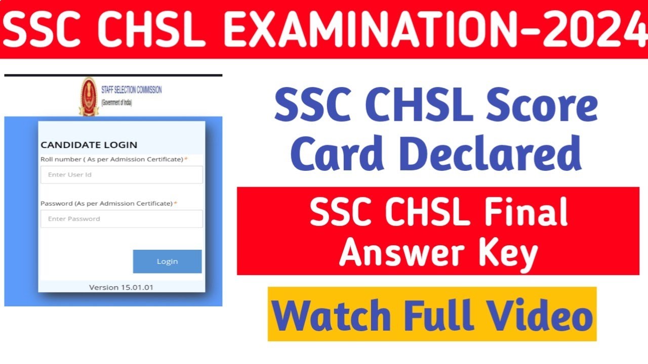 SSC CHSL 2023 Final Answer Key||SSC CHSL Score Card||Jobless Family ...