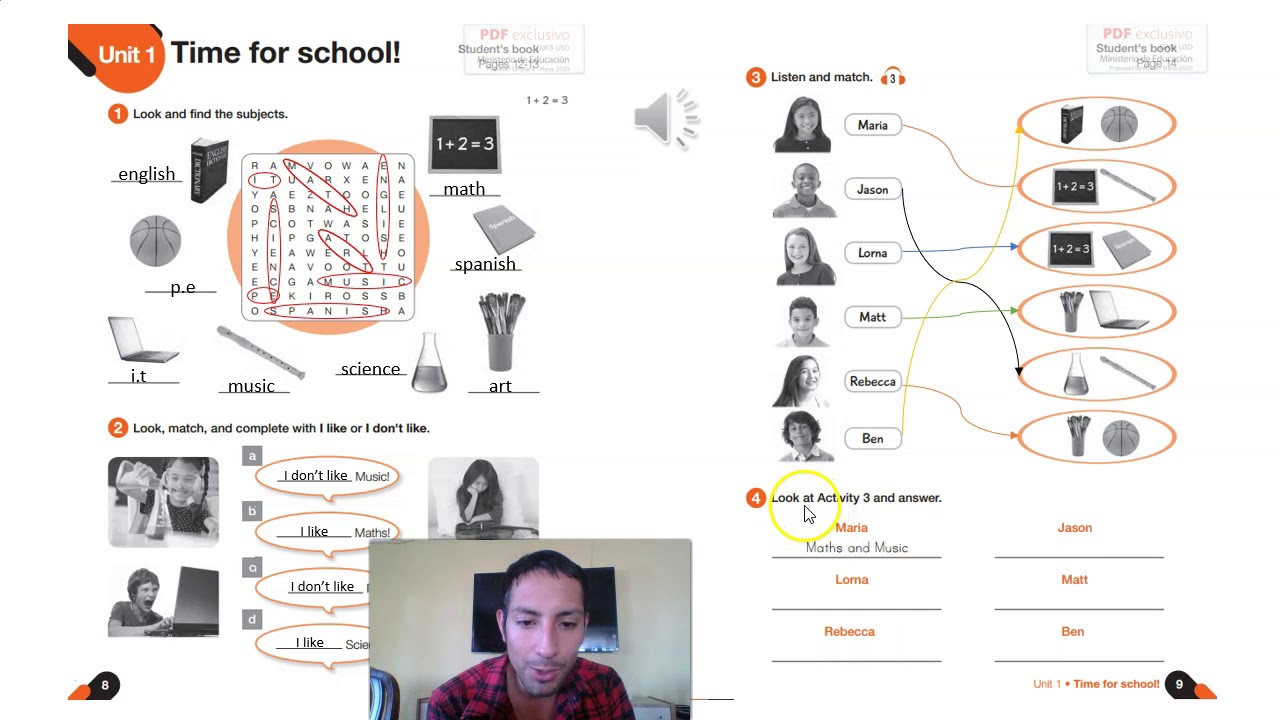 English 4tos Básicos Unit 1 "Time for School" Part2 - YouTube