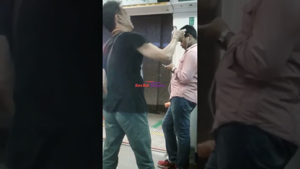 Angry Man shouting on Singapore MRT - YouTube