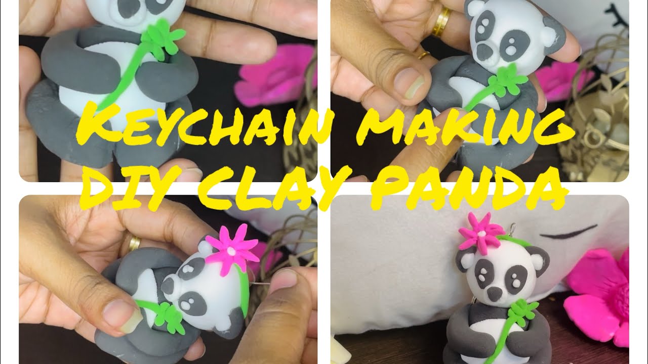 Clay art || super clay Panda || keychain making #diy #clayart # ...