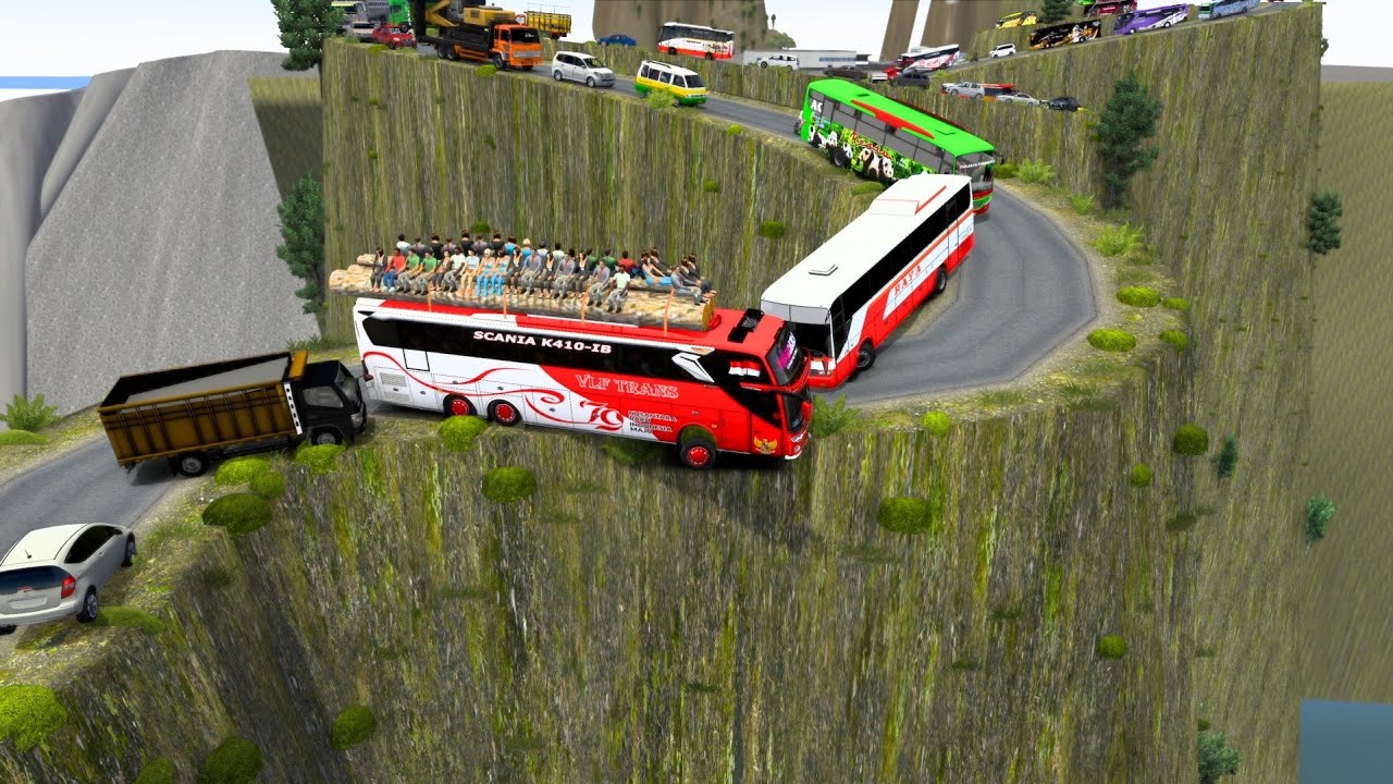 Overloaded bus passengers on the mountain - YouTube