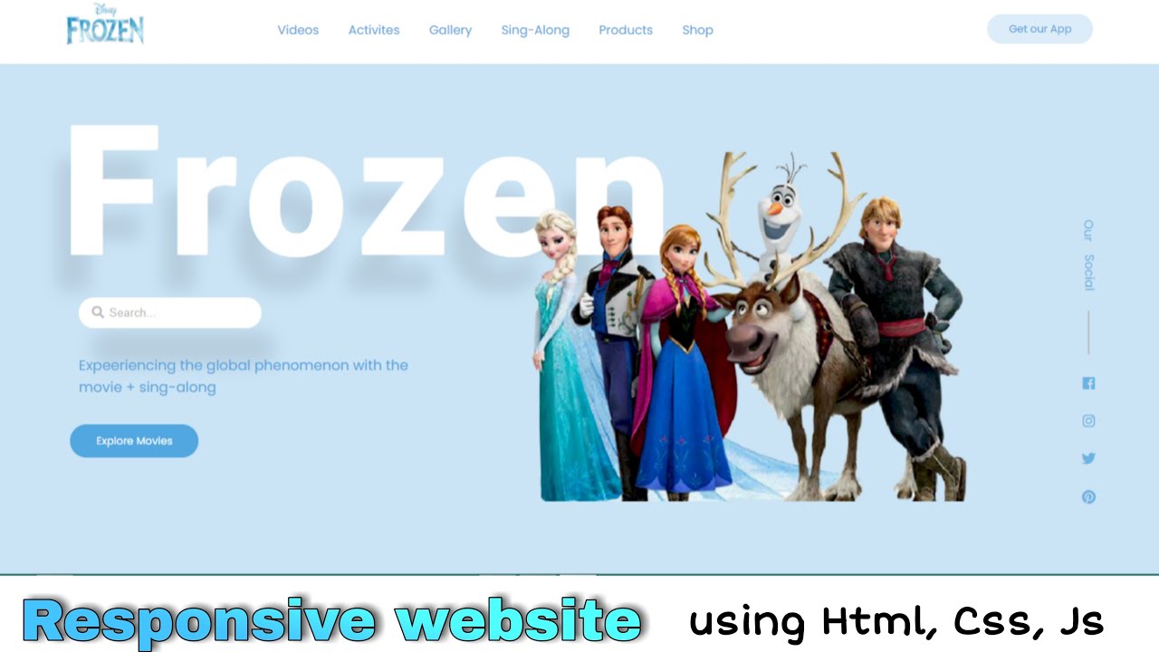 Responsive Frozen Website using Html,Css & JS - YouTube